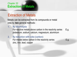 C20 extraction of metals | PPT | Chemistry | Science