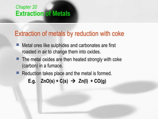 C20 extraction of metals | PPT | Chemistry | Science