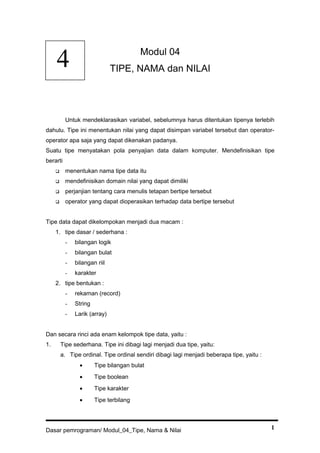 Dasar Pemrograman materi kuliah | DOC