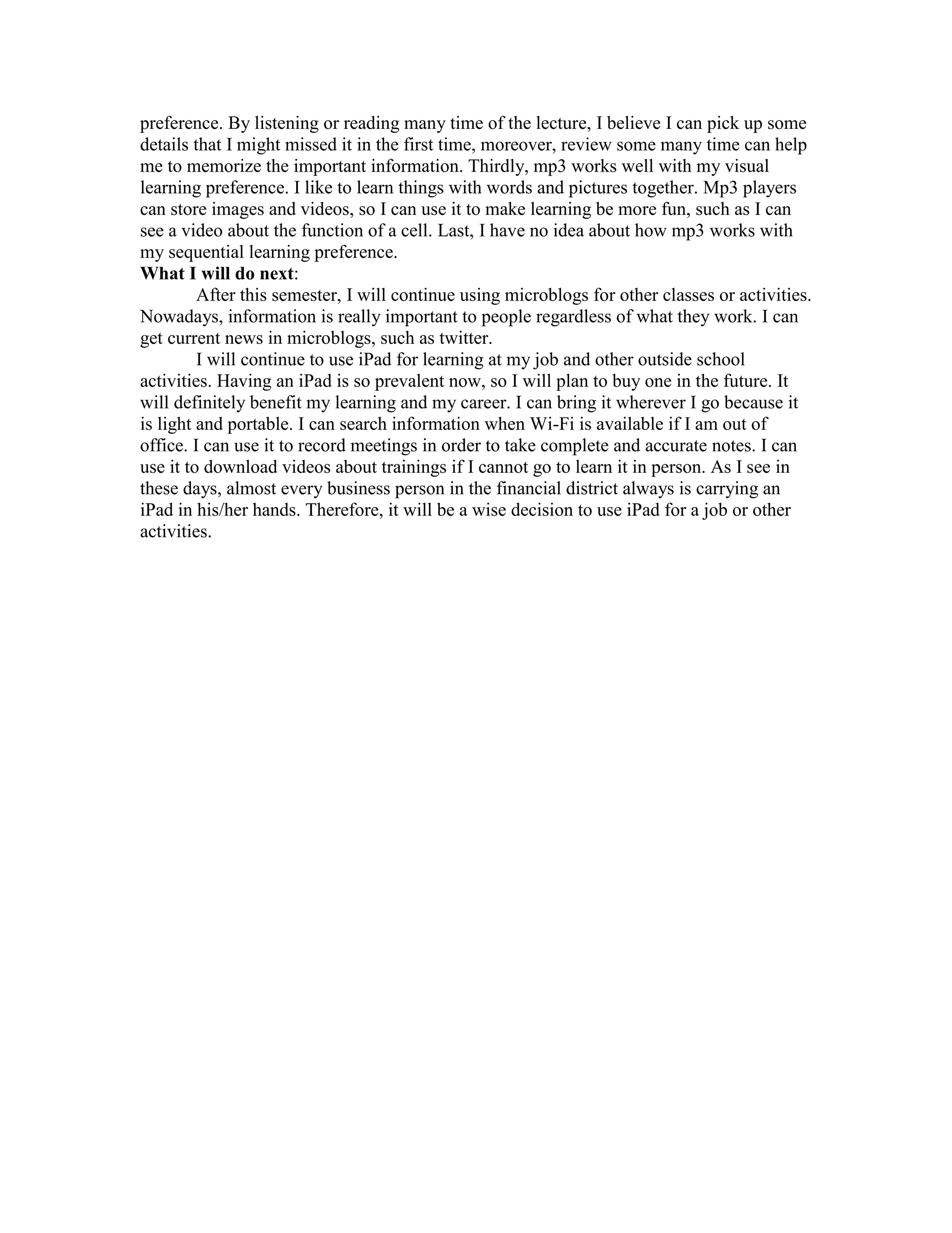 Synthesis Project about Mobile Learning | DOCX