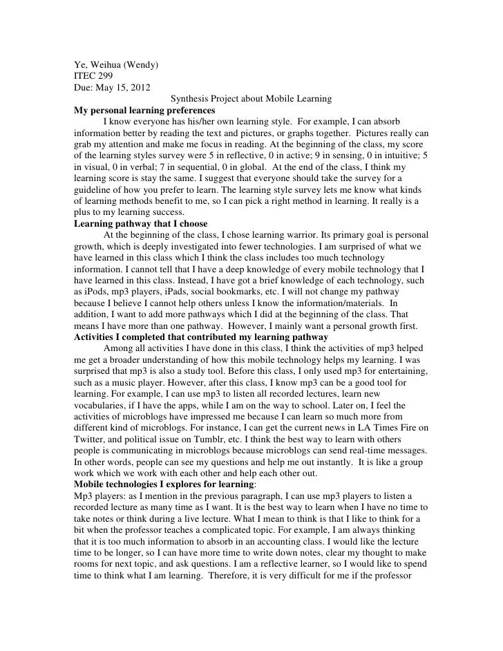 Synthesis Project about Mobile Learning