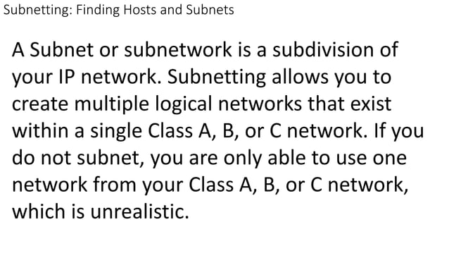 Subnetting | PPTX | Computer Networking | Computing