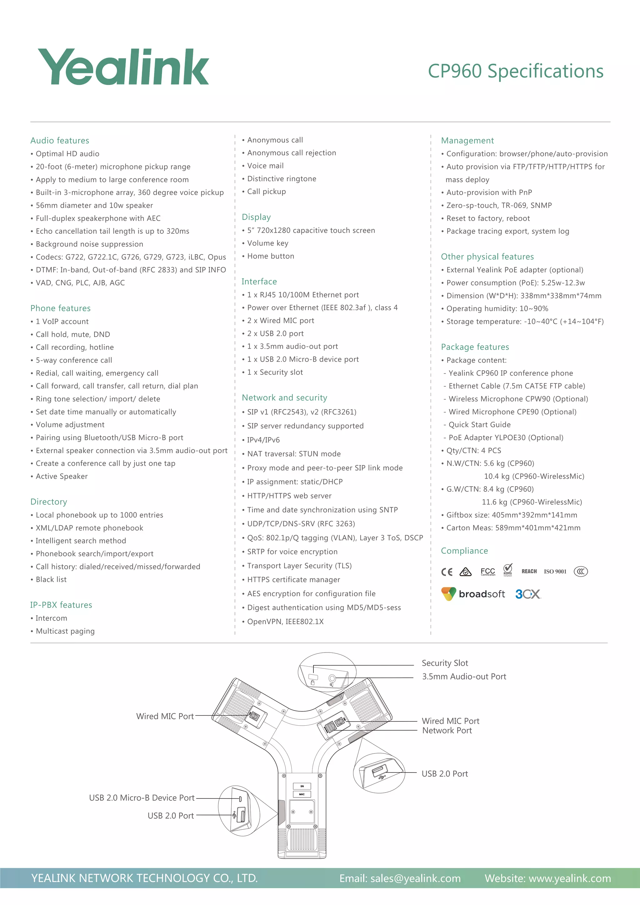 Yealink CP960 datasheet | PDF