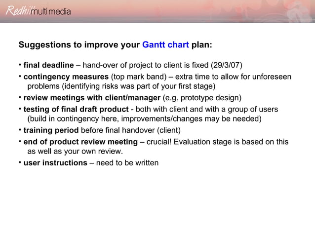 Year 13 Multimedia Project Management | PPT