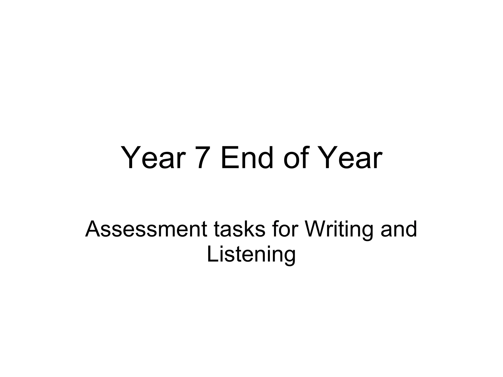 Year 7 End Of Year | PPT