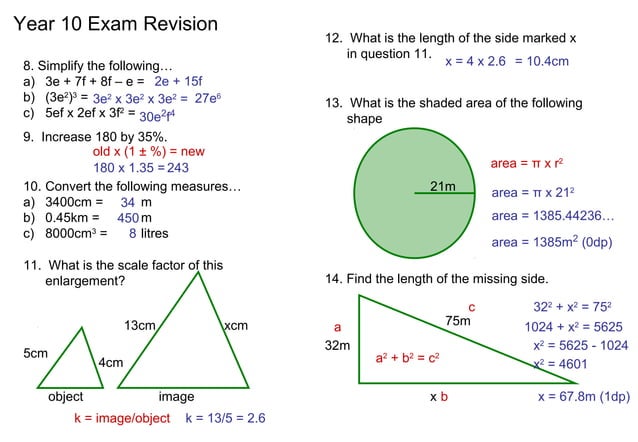 Year 10 end of year exam revision 1 | PPT