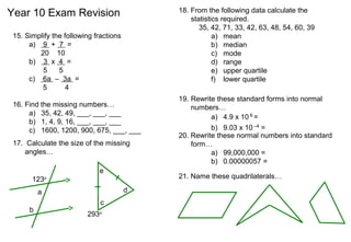 Year 10 end of year exam revision 1 | PPT