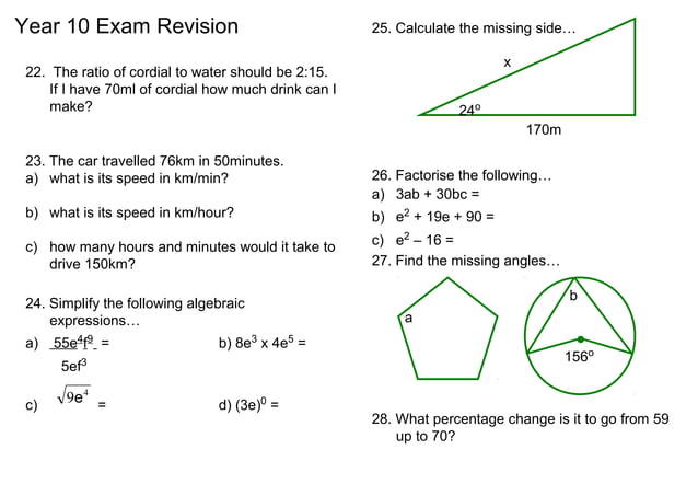 Year 10 end of year exam revision 1 | PPT