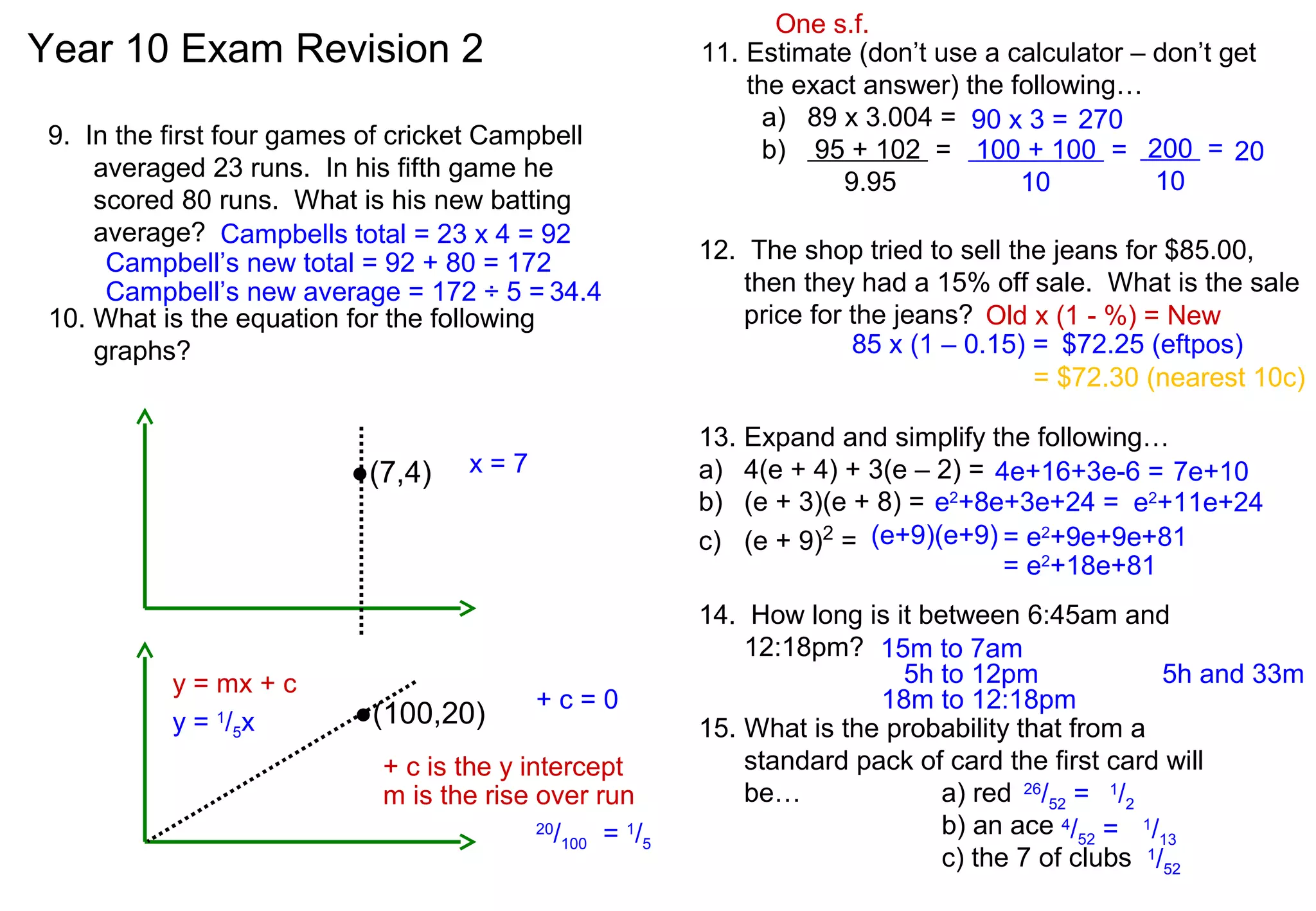 Year 10 end of year exam revision 2 | PPT