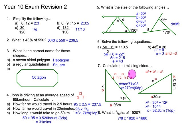 Year 10 end of year exam revision 2 | PPT
