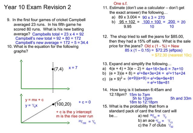 Year 10 end of year exam revision 2 | PPT