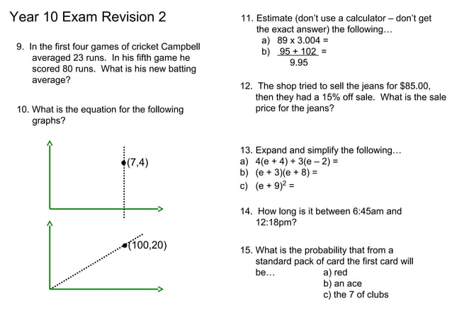 Year 10 end of year exam revision 2 | PPT