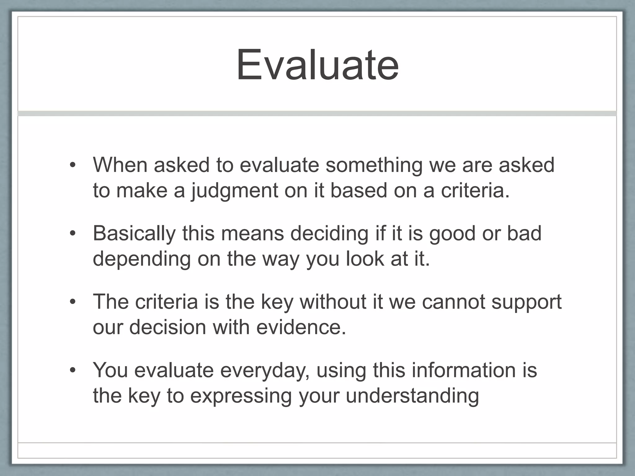 Year 10 evaluating activity | PPTX