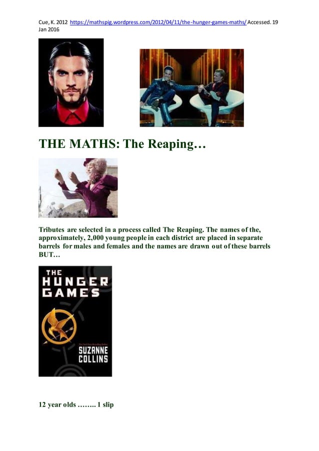Year 10 probability the hunger games 10 extension | PDF
