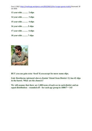 Year 10 probability the hunger games 10 extension | DOCX