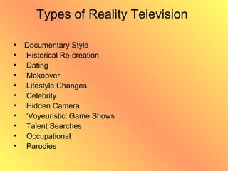 Year 10 Reality TV Revision | PPT