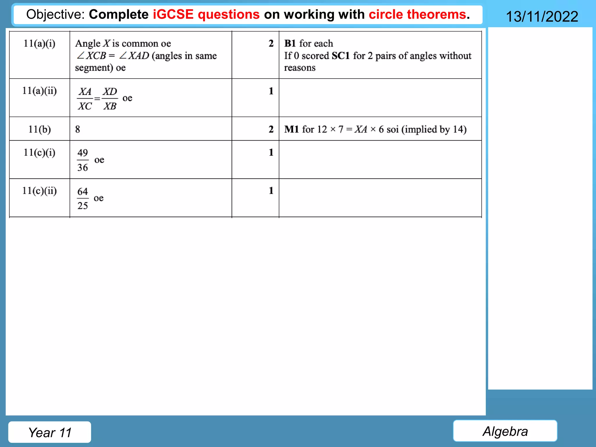 Year 11 Circle Theorems Igcse Questions 1 Pptx