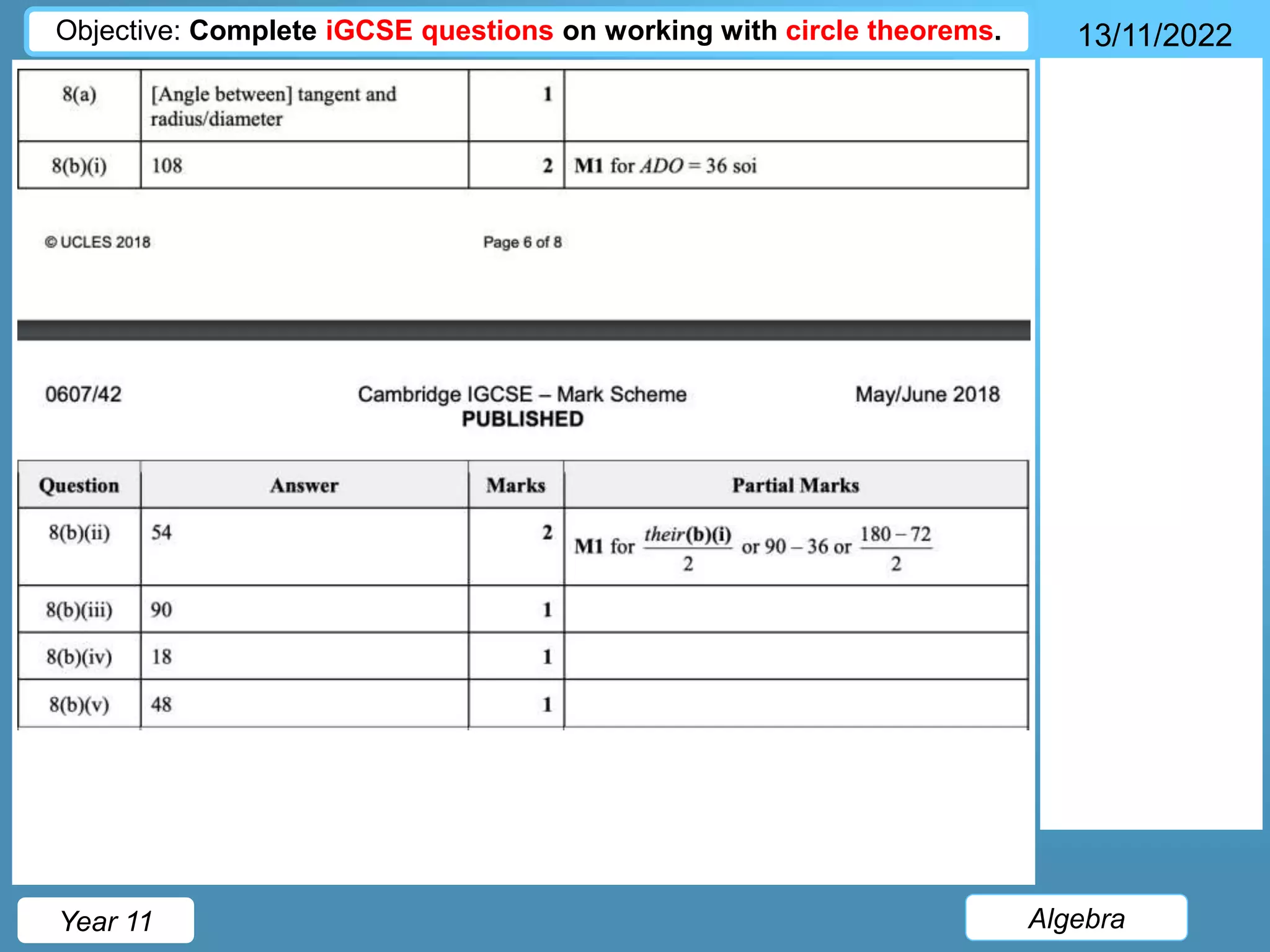 Year 11 Circle Theorems Igcse Questions 1 Pptx