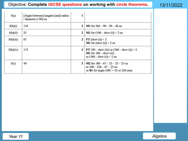 Year 11 Circle Theorems Igcse Questions 1 Pptx