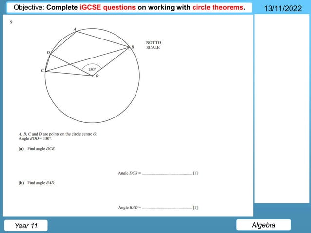 Year 11 Circle Theorems Igcse Questions 1 Pptx