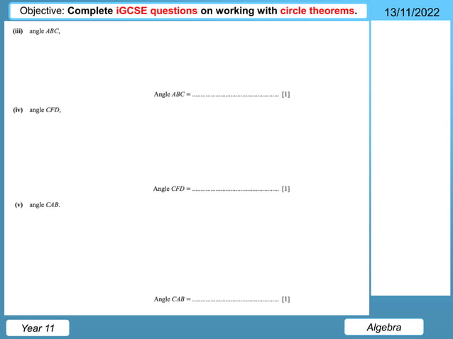 Year 11 Circle Theorems Igcse Questions 1 Pptx