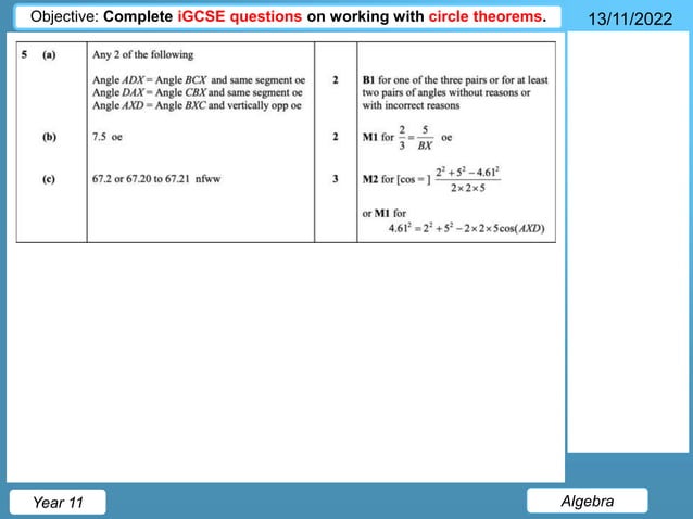 Year 11 Circle Theorems Igcse Questions 1 Pptx