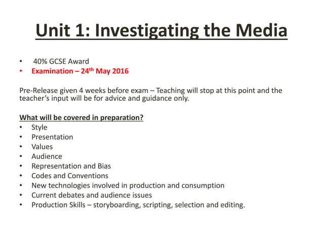 Introduction to GCSE Media (Year 11) | PPT