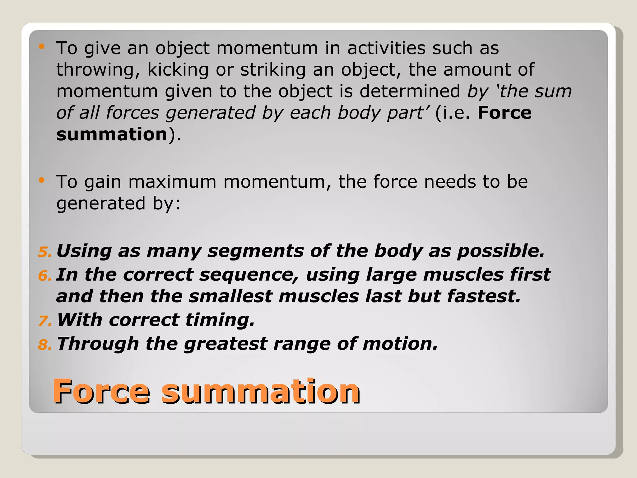 Year 11 biomechanics with levers, force summation | PPT
