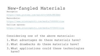 Year 11 Chemistry Topic 1.1 Properties and uses of materials 2022 v2.pptx
