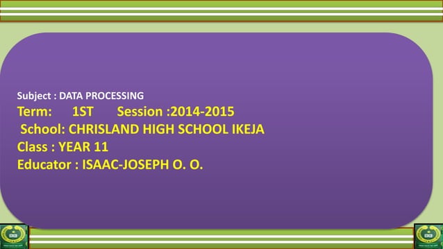 Year 11 DATA PROCESSING 1st Term | PPTX