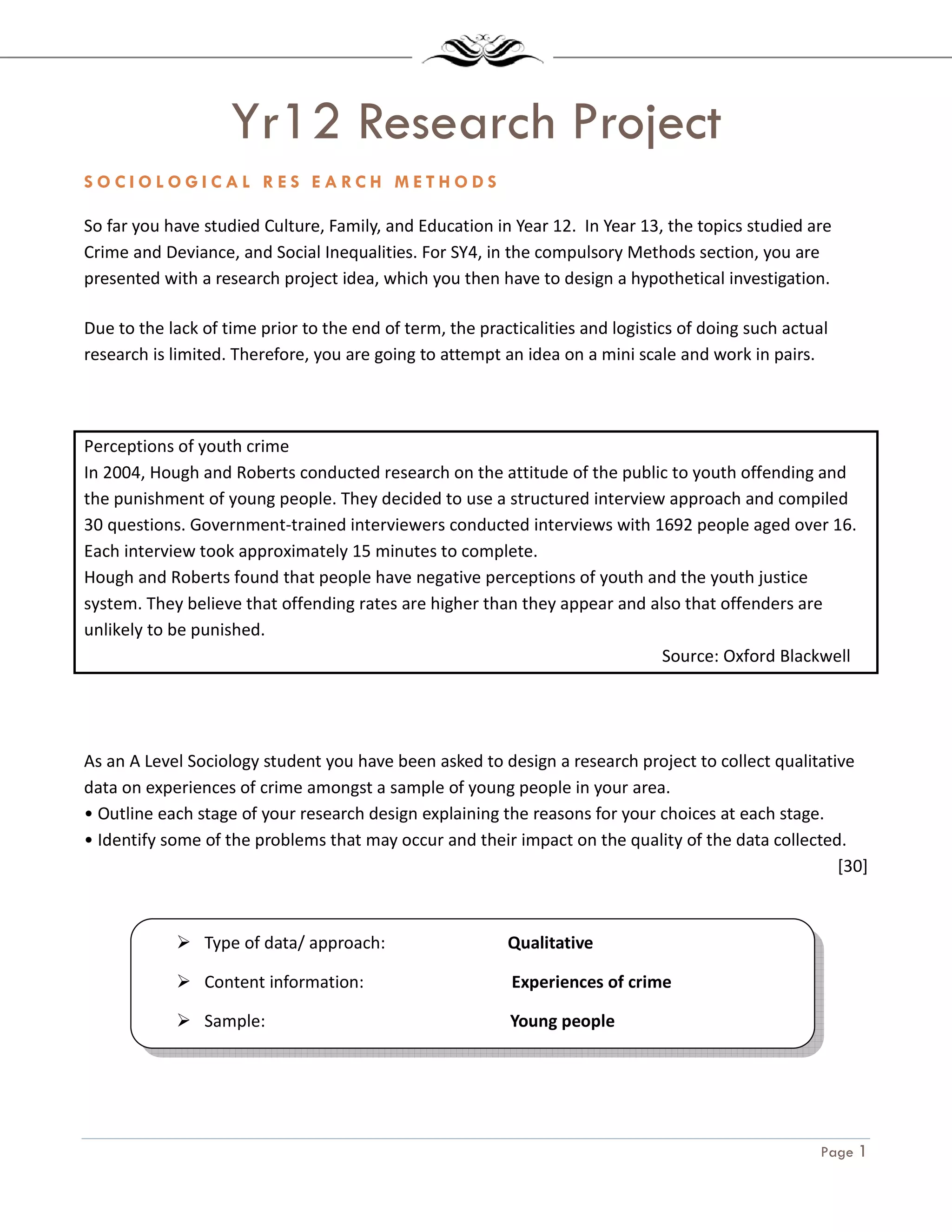 Year 12 research project | PDF | Crime & Harmful Acts to Individuals ...