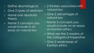 Year 13 AS normative ethics test | PPTX | Religion & Spirituality