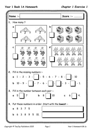 Year 1a Homework Pack sample AUSTRALIA | PDF