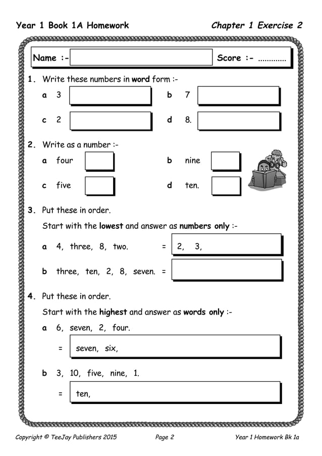 Year 1a Homework Pack sample AUSTRALIA | PDF
