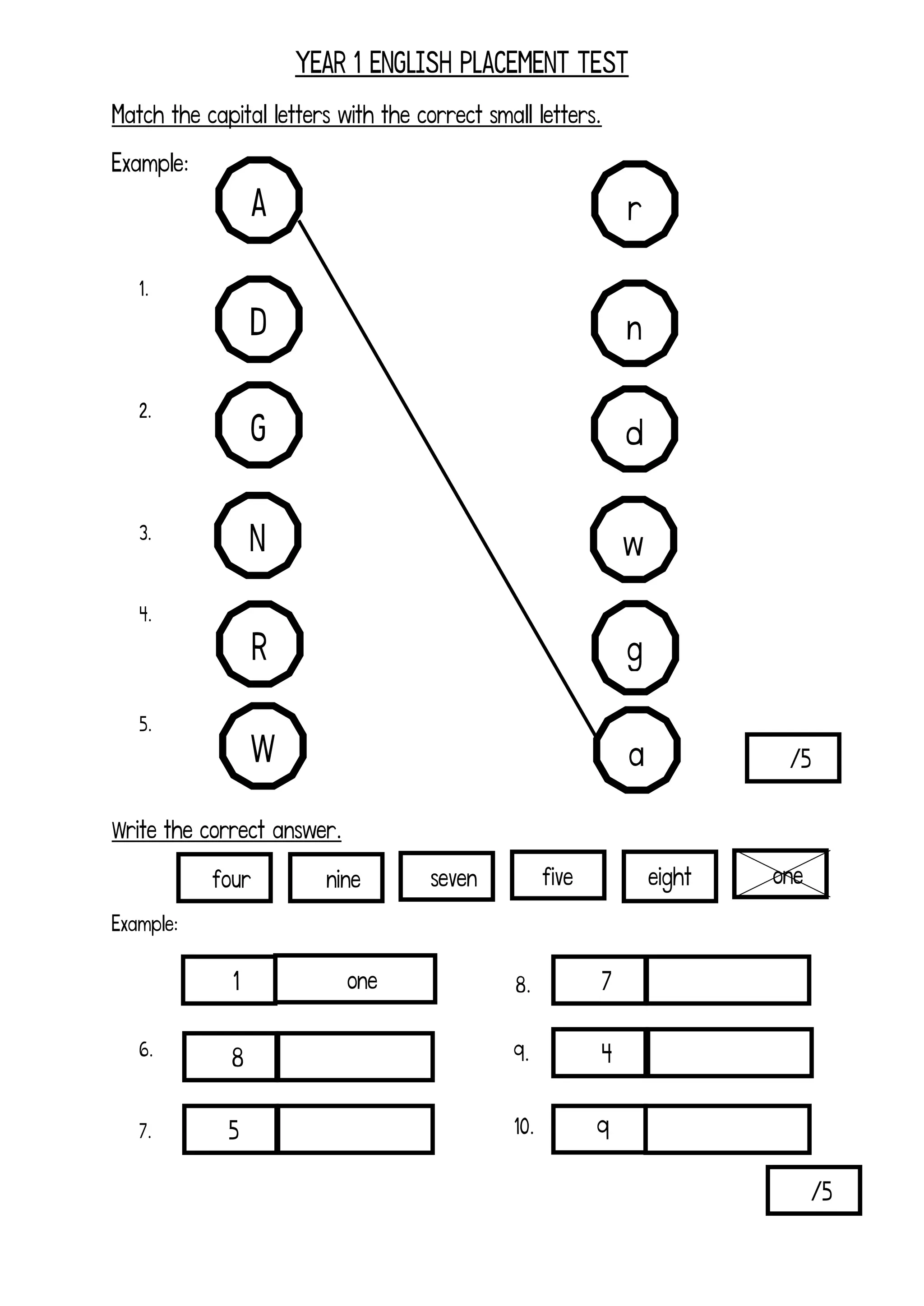 Year 1 dlp placement test (2) | PDF