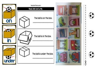 Year 1 in on and under worksheet | DOCX
