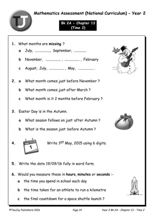 Australian Year 2 Assessment Sample | PDF