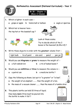 Australian Year 2 Assessment Sample | PDF