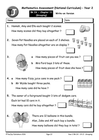 Australian Year 2 Assessment Sample | PDF