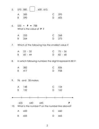 MID YEAR EXAMINATION MATHEMATICS YEAR 2 | DOCX