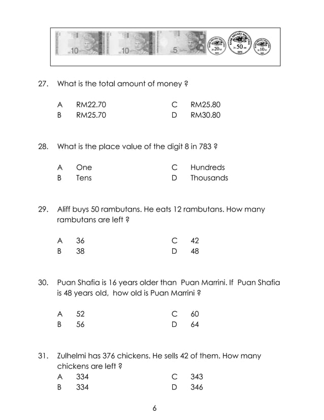 MID YEAR EXAMINATION MATHEMATICS YEAR 2 | DOCX | Education