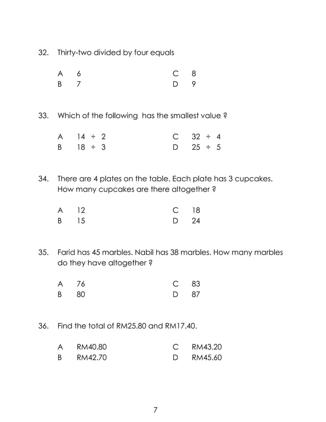 MID YEAR EXAMINATION MATHEMATICS YEAR 2 | DOCX | Education