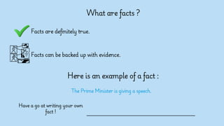 Year 3 comprehension english lesson 1, what are facts and opinions | PDF