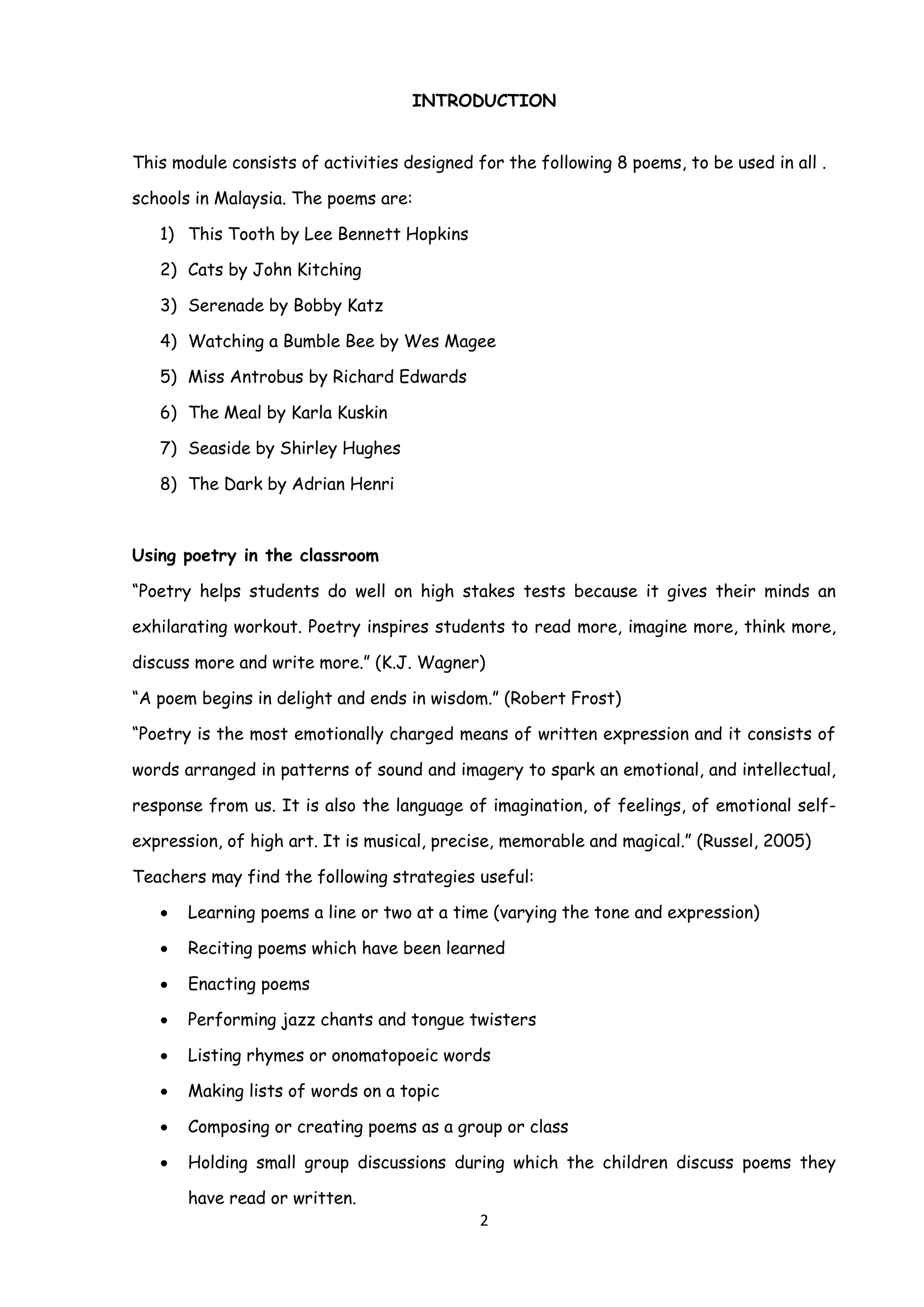 KSSR Year 5 Literature - Poem | PDF