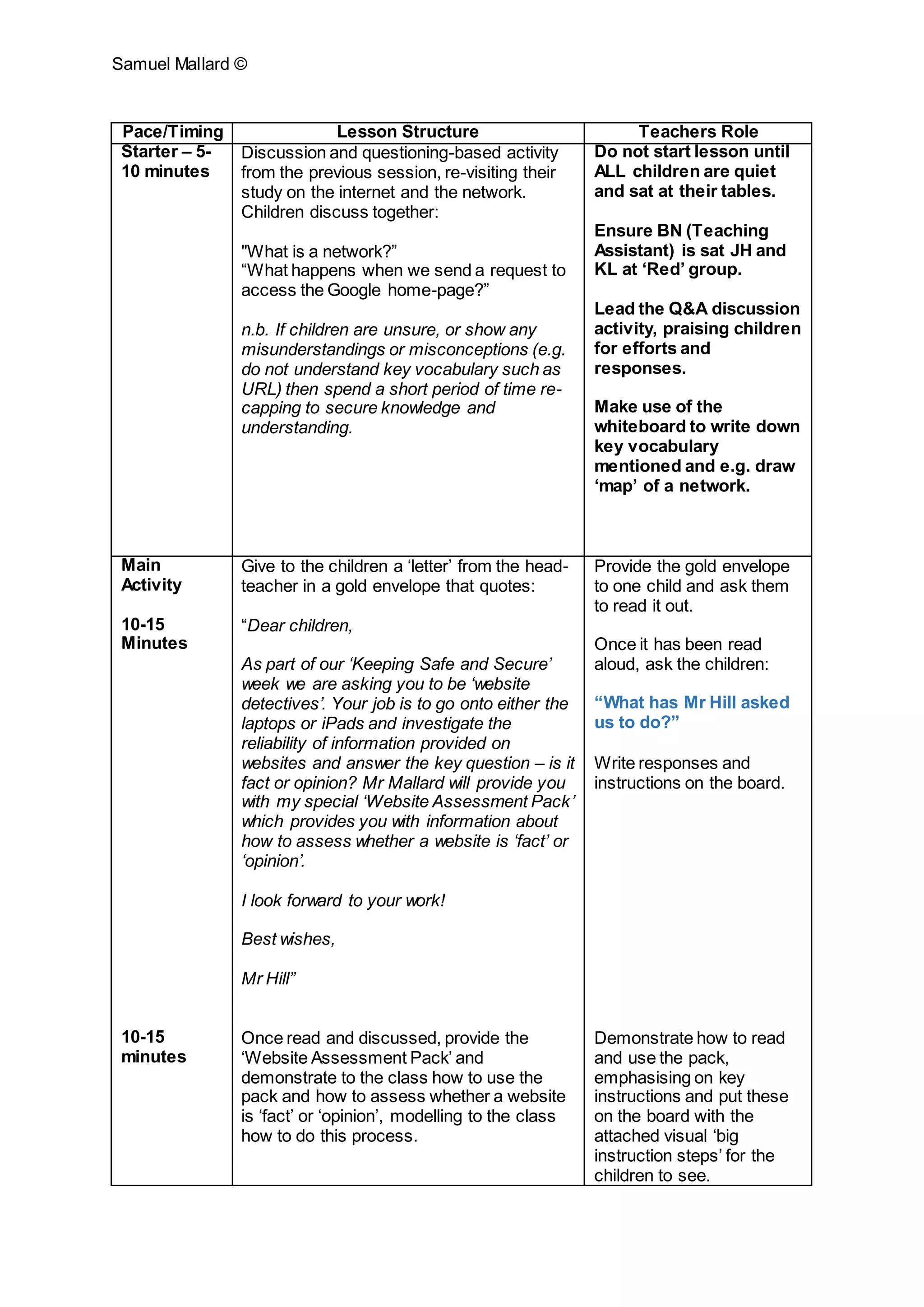 Year 6 lesson plan - digital information | DOCX | Educational Assessment | Education