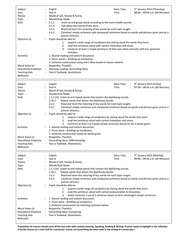 Year 6 english lesson plan | DOC