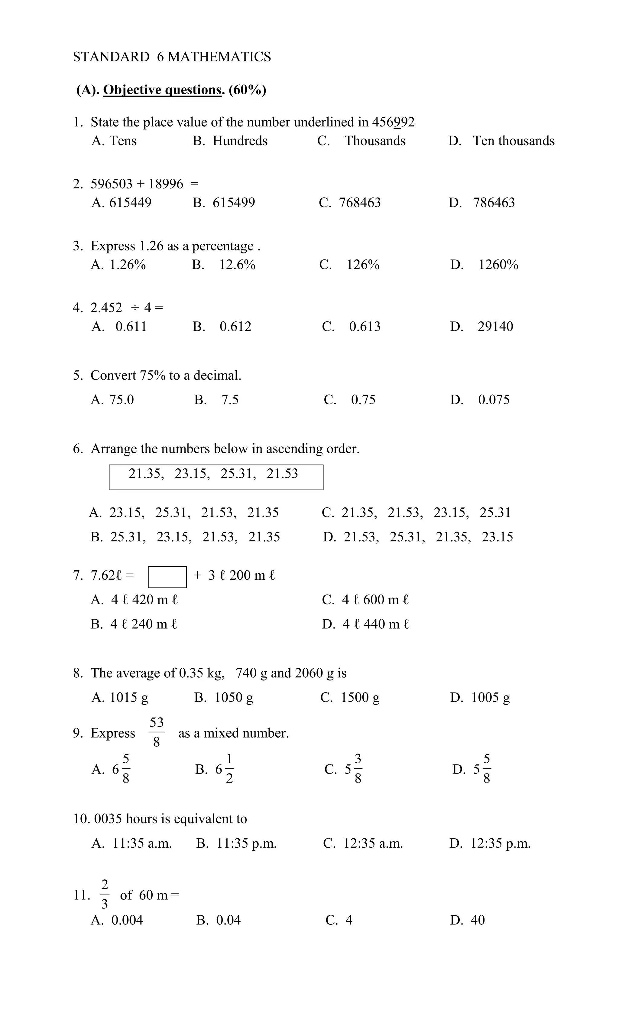 Year 6 mathematics | PDF