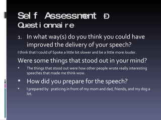 My Year 6 Speech Assessment 97 2003 | PPT