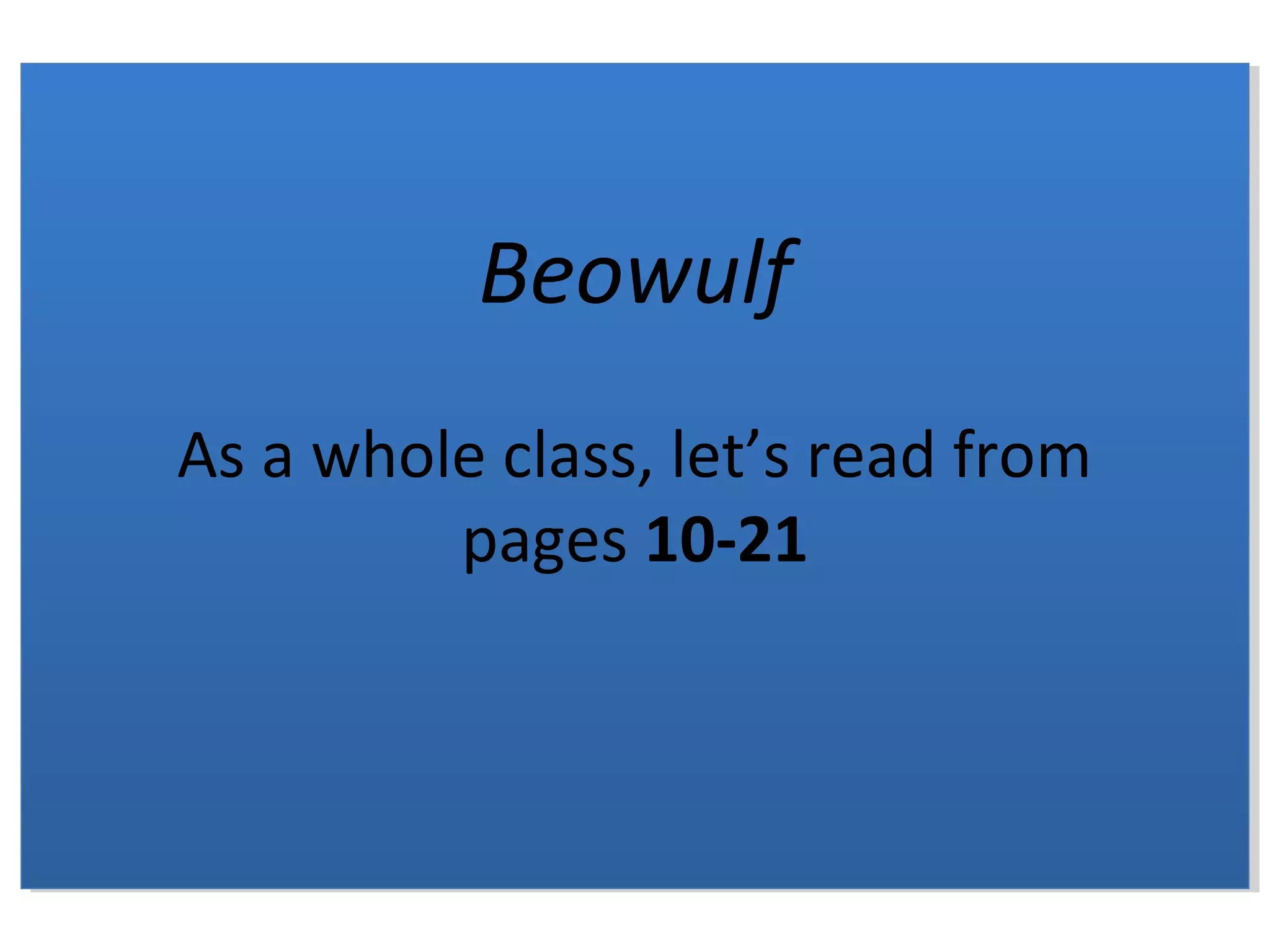 Year 7 - Beowulf - Storyboarding and analysis | PPT