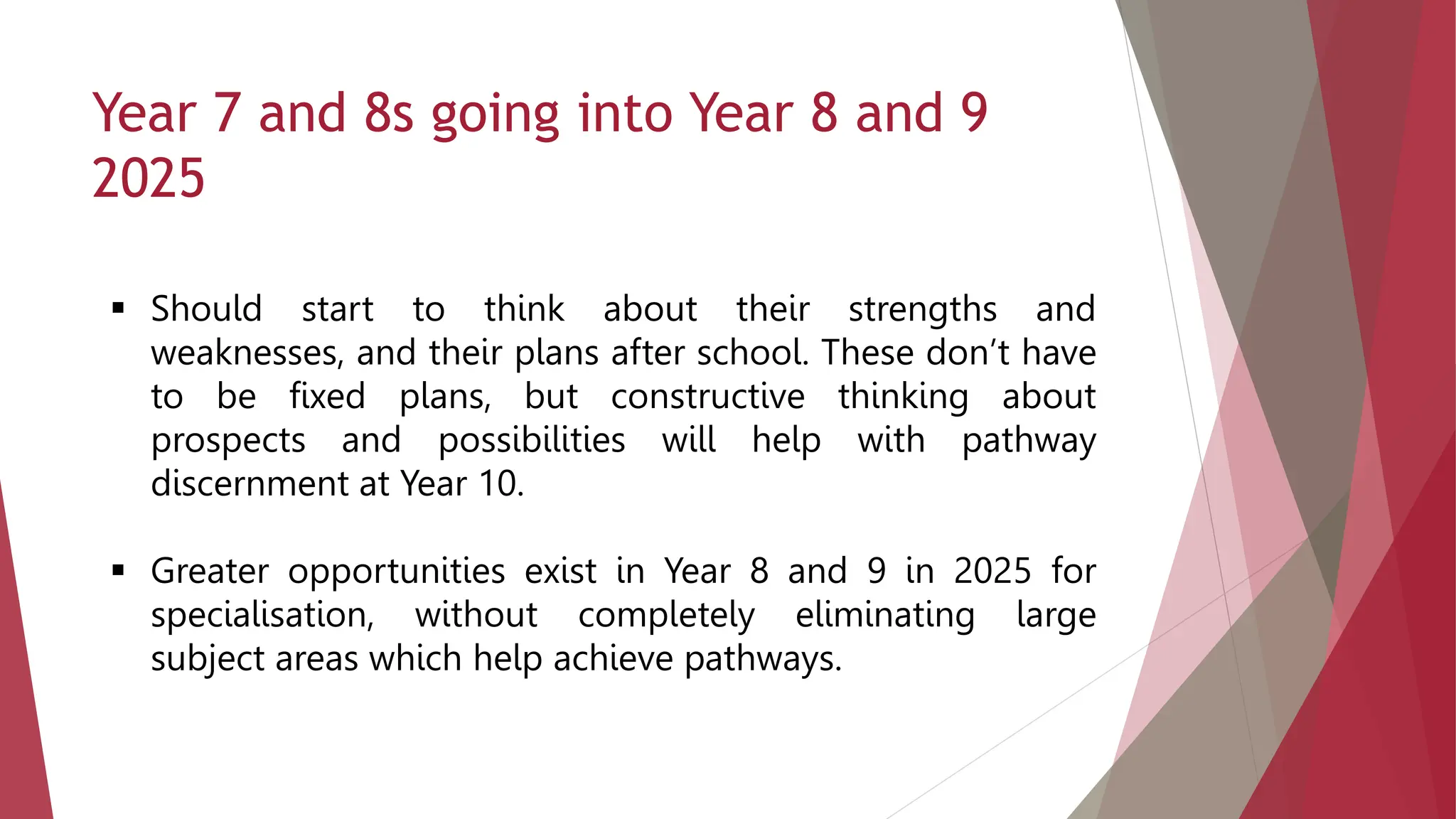 2025 Year 8 & 9 Subject Selection & Pathways Evening | PPTX